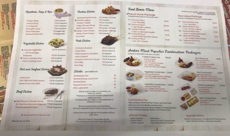 Amber's Menu Philippines (2025) — Philippine Menus