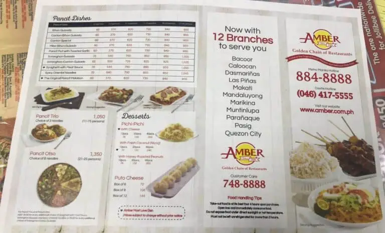 Amber's Menu Philippines (2025) — Philippine Menus