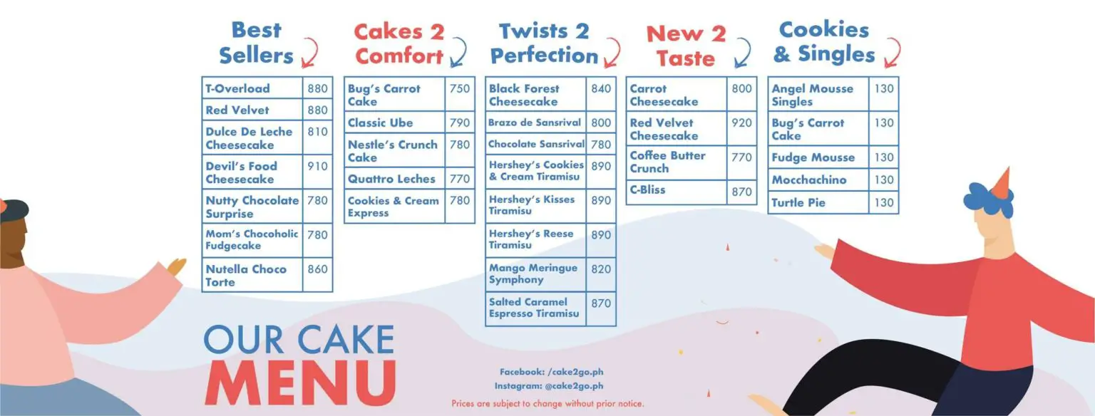 Cake2Go Menu Philippines (2025) — Philippine Menus