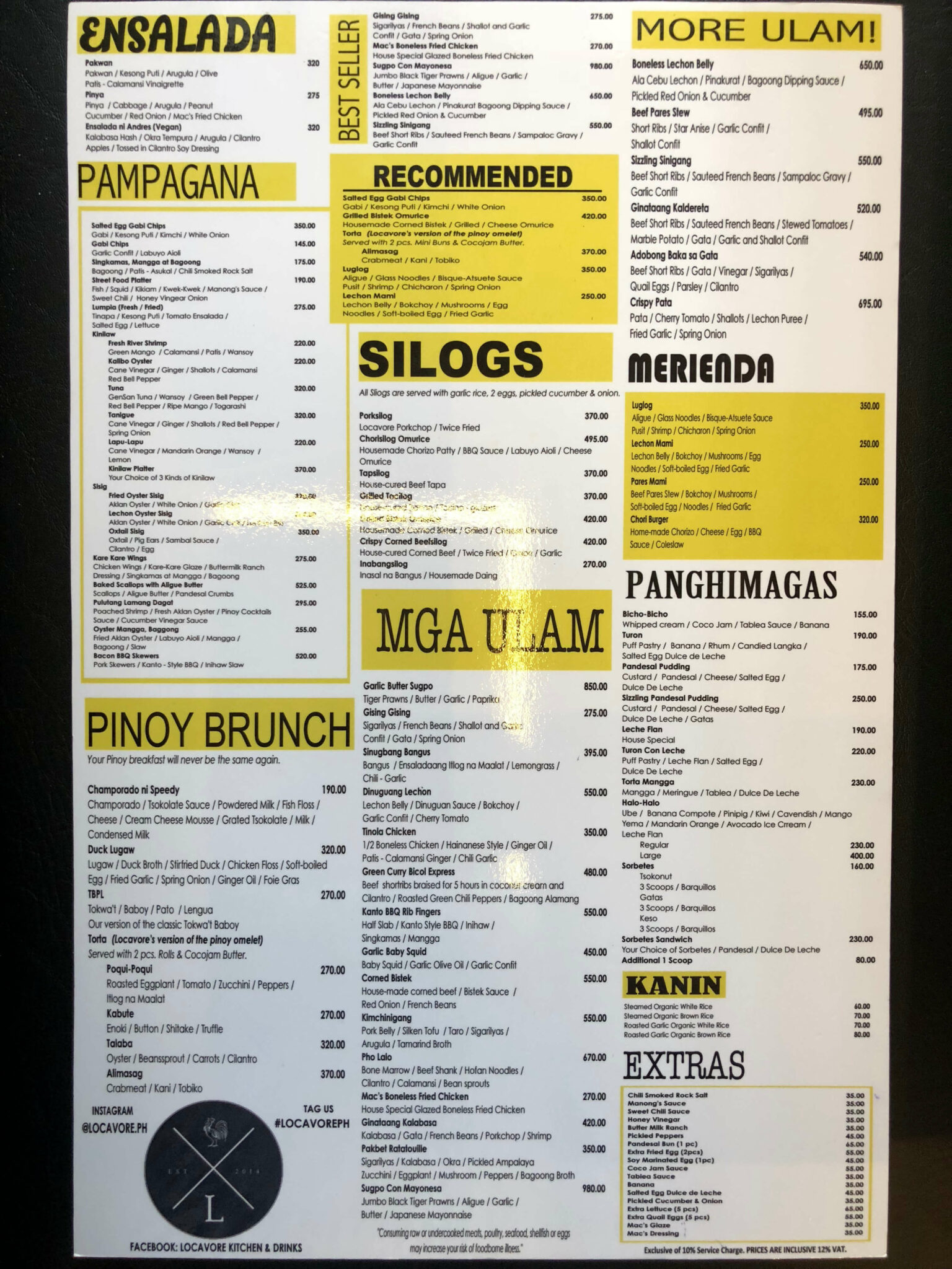 Locavore Menu Philippines (2025) — Philippine Menus