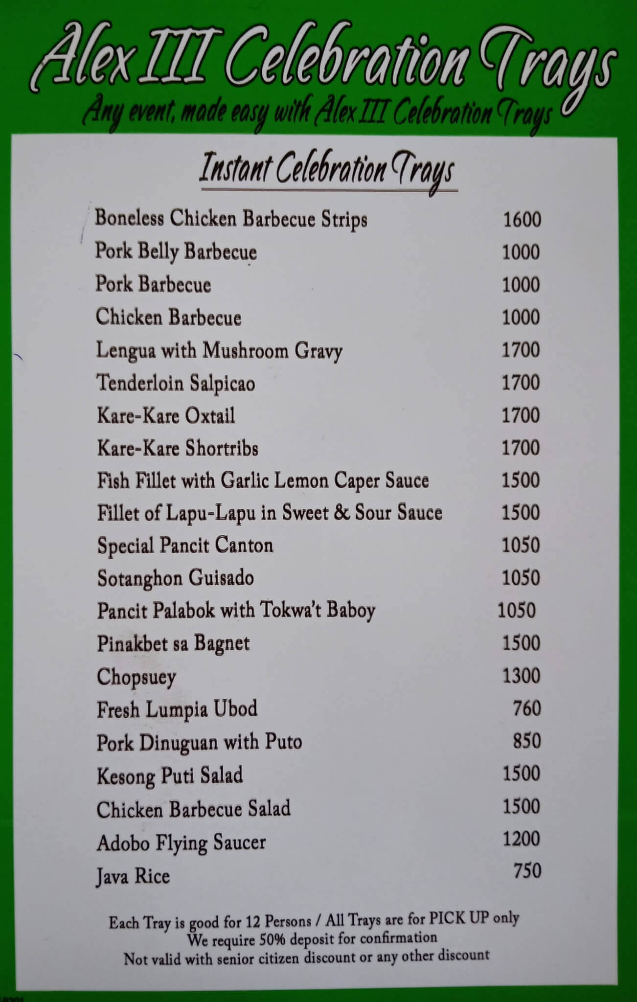 Alex the III Menu Philippines (2025) — Philippine Menus