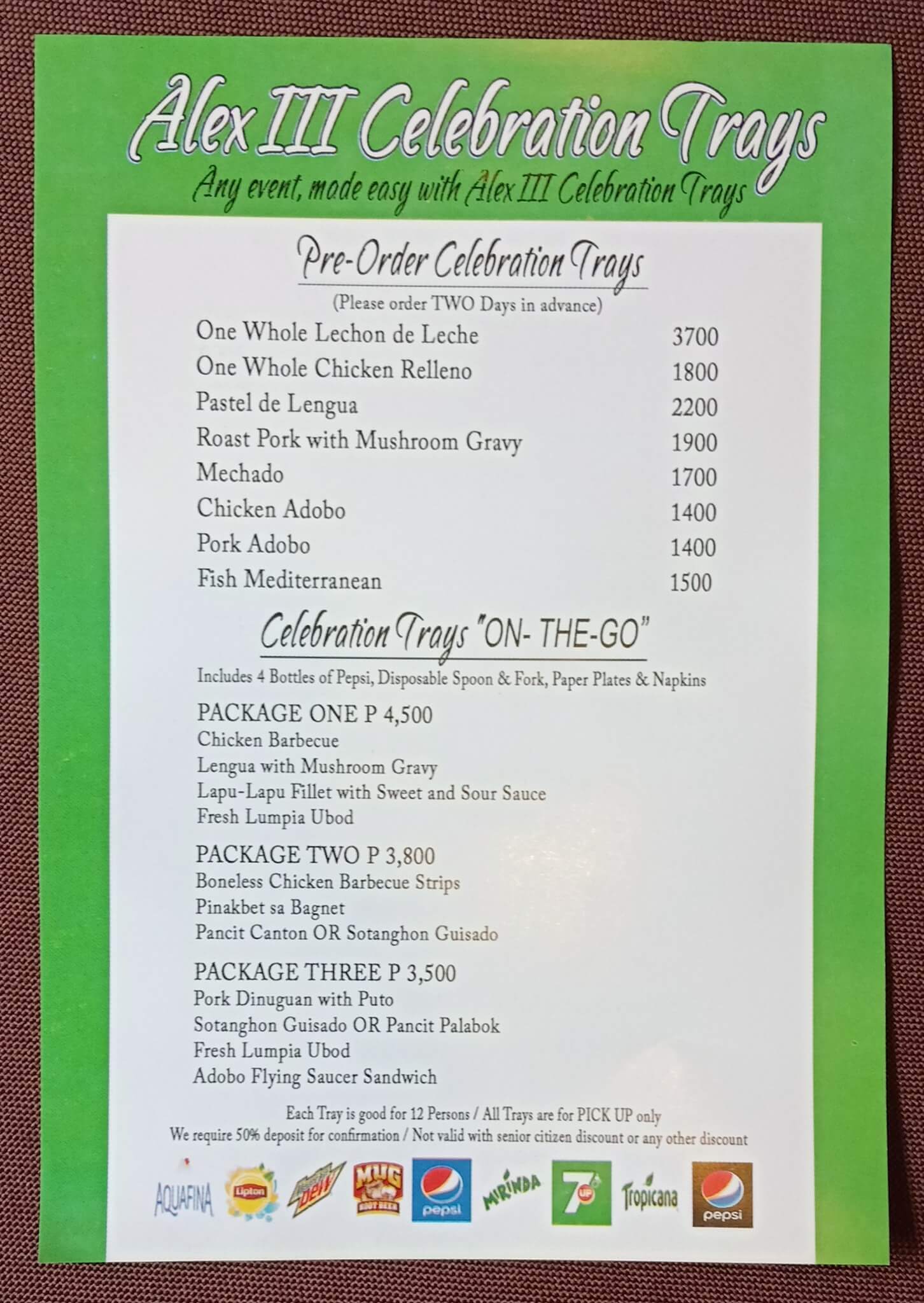 Alex the III Menu Philippines (2025) — Philippine Menus