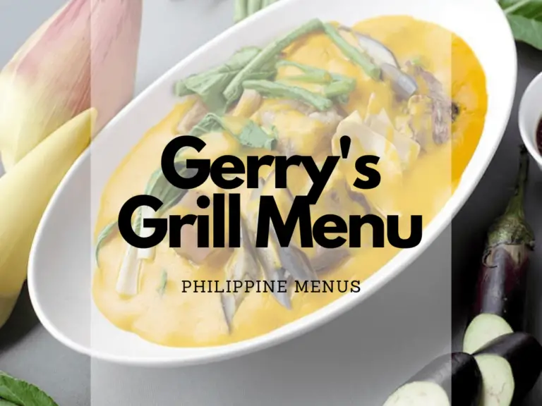 Gerry's Grill Menu Philippines (2025) — Philippine Menus