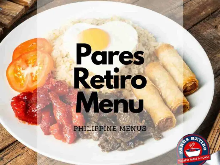 Pares Retiro Menu (2025) Philippines Menus