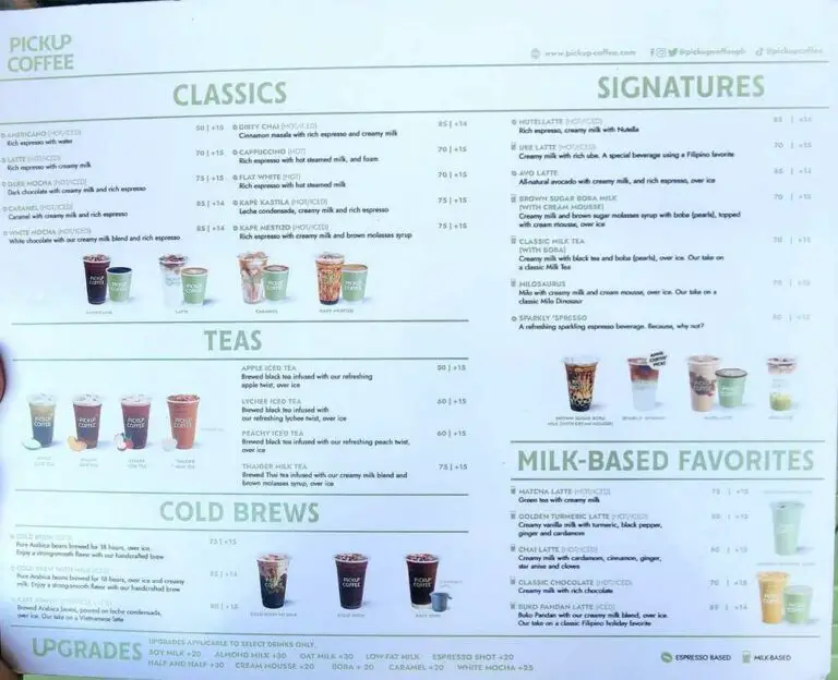 Pick Up Coffee Menu Philippines (2025) — Philippine Menus