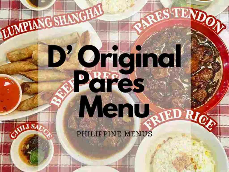 D' Original Pares Menu Philippines (2025) — Philippine Menus