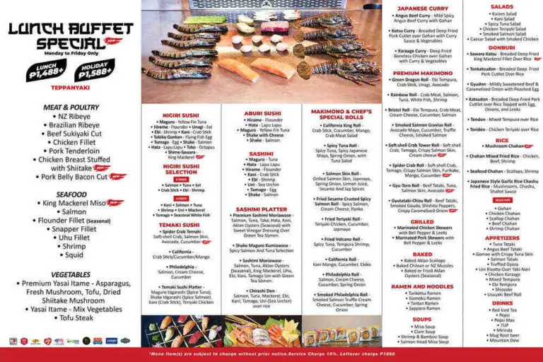 Teppanya Menu Philippines (2025) — Philippine Menus